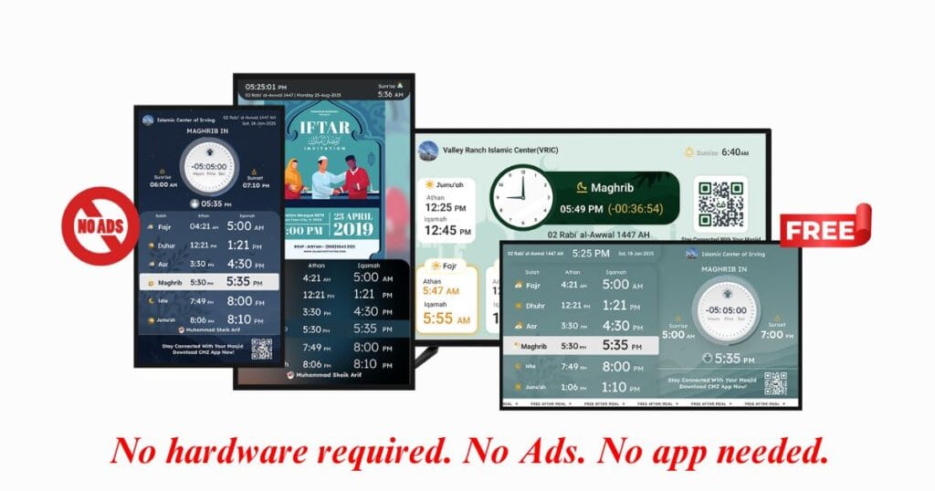 Free Masjid Display Software & Mosque Digital Signage